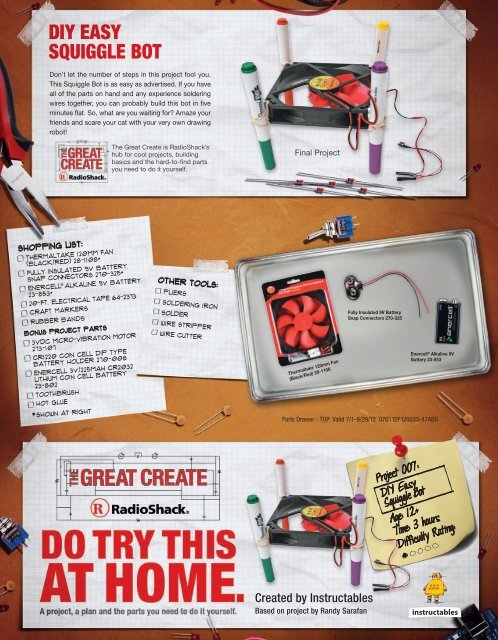 DIY EasY squIGGlE bot - Radio Shack