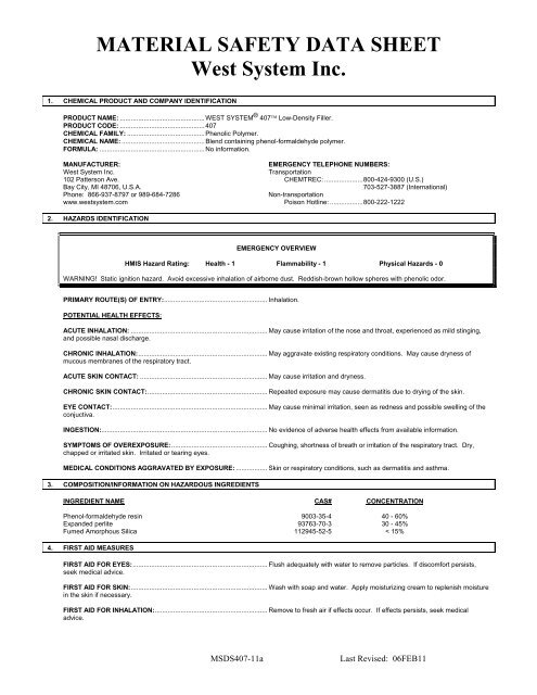 407 Low-Density Filler - WEST SYSTEM Epoxy