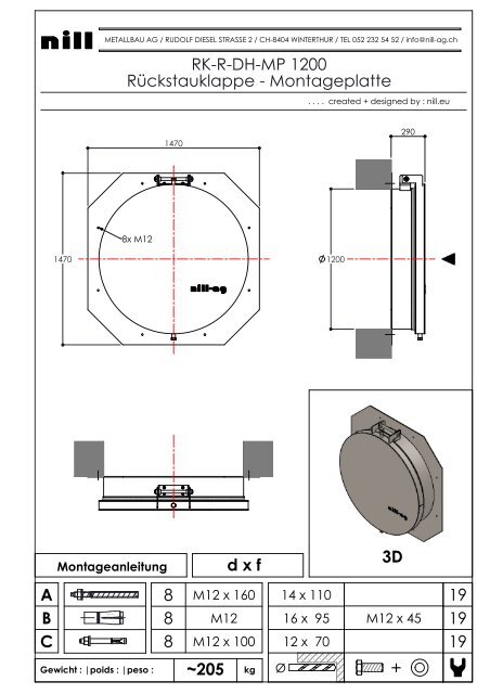 RK-R-DH-MP 1200 RÃƒÂ¼ckstauklappe ... - Nill Metallbau AG