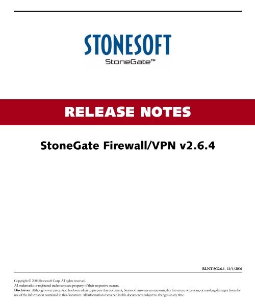 RELEASE NOTES - Stonesoft
