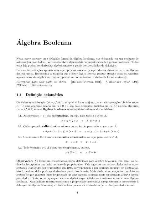 Ã lgebra Booleana - Vision at IME-USP
