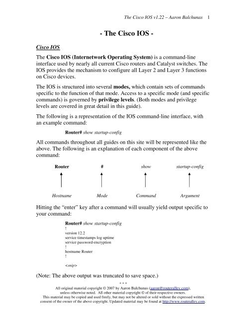Introduction to the Cisco IOS - Router Alley