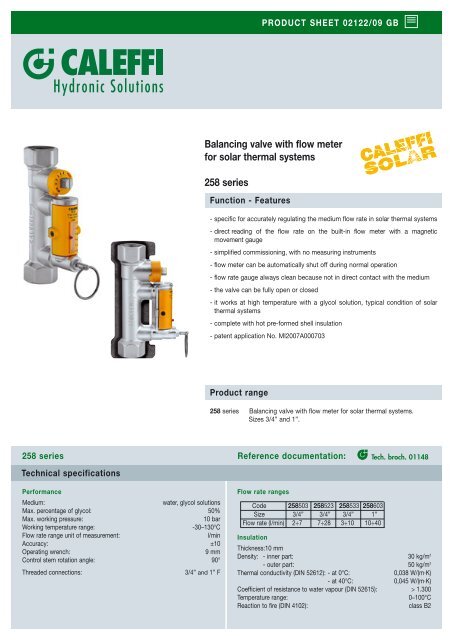 Download product sheet (0.2 MB) - Caleffi