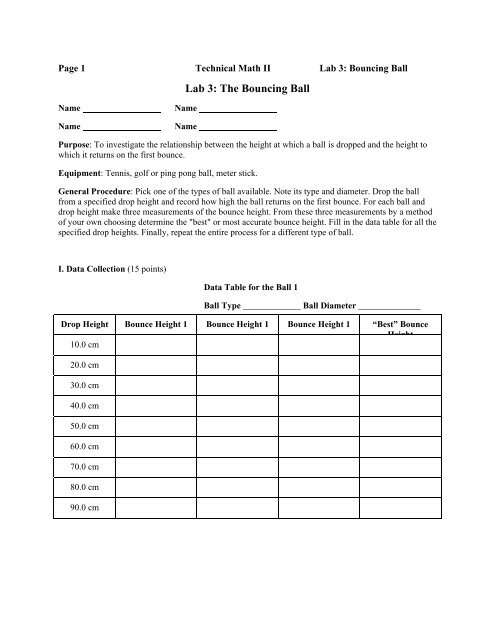 Lab 3: The Bouncing Ball - Madison Area Technical College