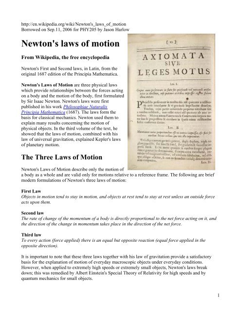 Newton's laws of motion