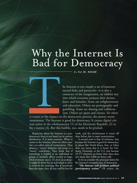 Why the Internet Is Bad for Democracy - Elinoam.com