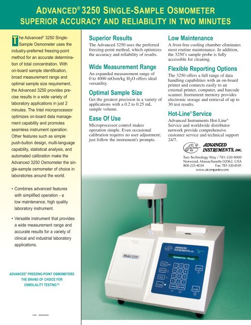 AdvancedÂ® 3250 Single-Sample Osmometer Superior Accuracy ...