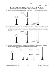 Particle Model of Light Worksheet 1a - ModelingPhysics.org