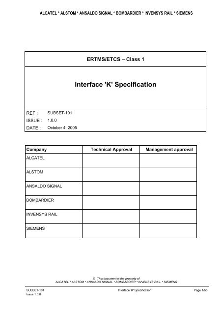 Interface 'K' Specification