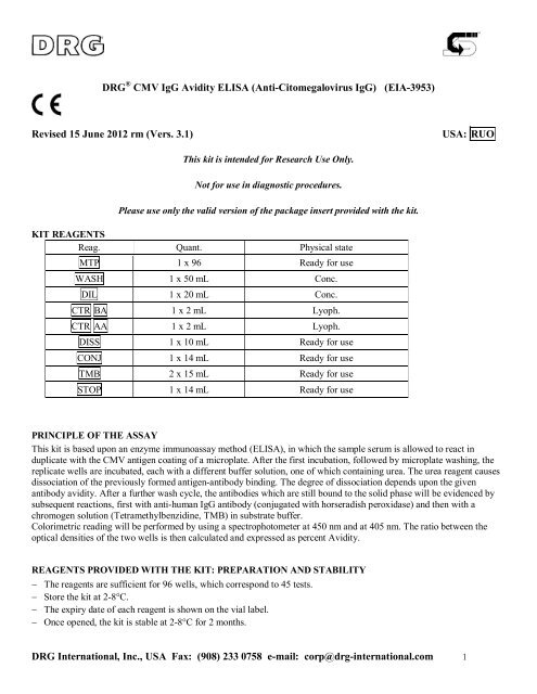 DRG CMV IgG Avidity ELISA (Anti ... - DRG International