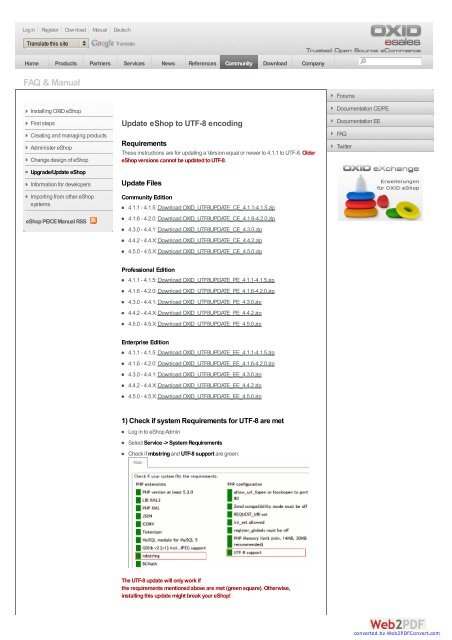 OXID eSales | Update eShop to UTF 8 encoding | eShop Manual ...