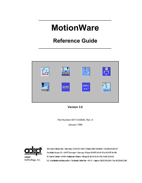 MotionWare Reference Guide, Version 3.0 - Adept Technology, Inc.