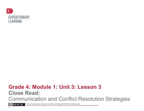 Grade 4 ELA Module 1, Unit 3, Lesson 3 - EngageNY