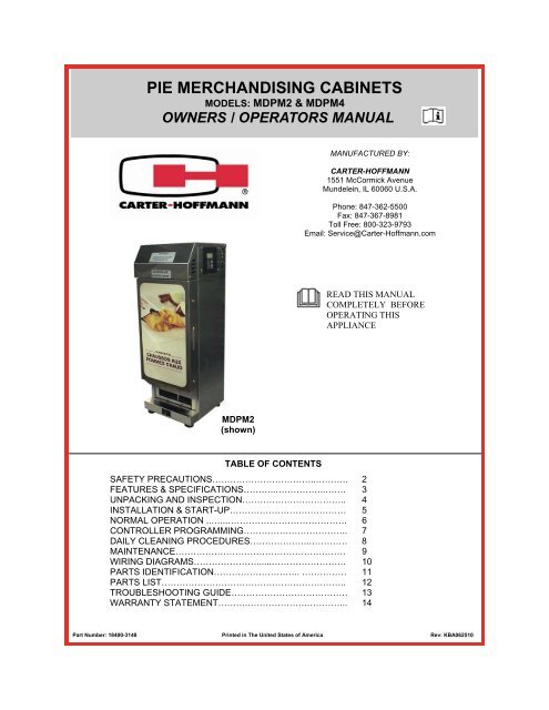 pie merchandising cabinets - Carter-Hoffmann