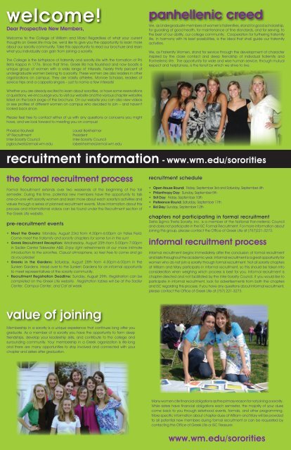 panhellenic creed - College of William and Mary