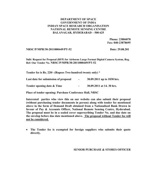 DEPARTMENT OF SPACE GOVERNMENT OF INDIA ... - ISRO