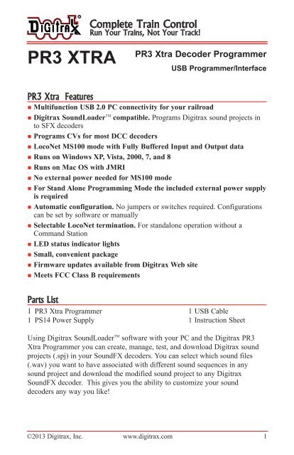 PR3 XtRa - Digitrax, Inc.