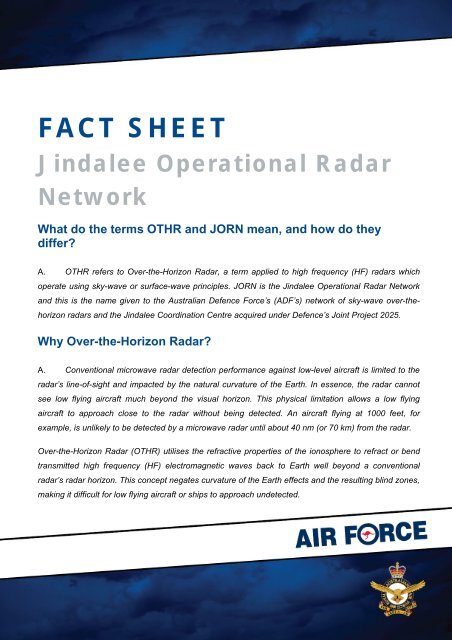 JORN FAQs - Royal Australian Air Force