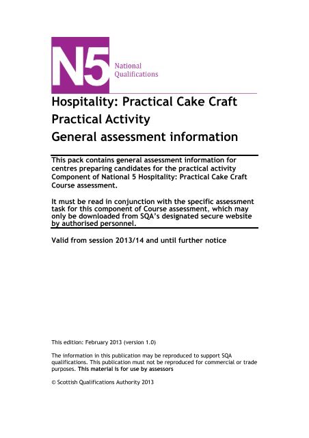 Hospitality: Practical Cake Craft Practical Activity General ... - SQA