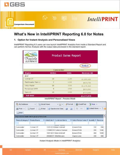 What's New in IntelliPRINT Reporting 6.0 for Notes - GBS