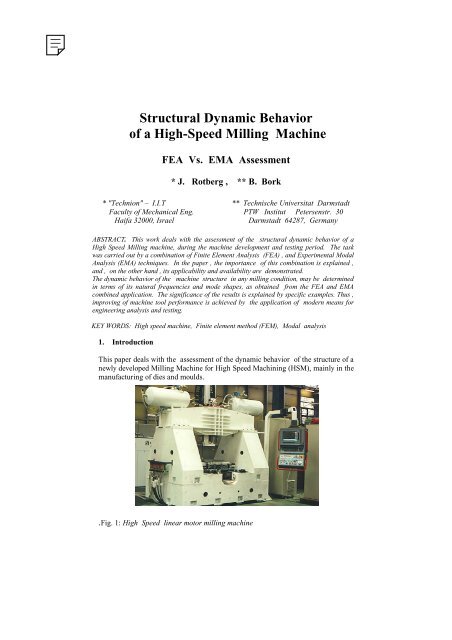 Structural Dynamic Behavior of a High-Speed Milling Machine
