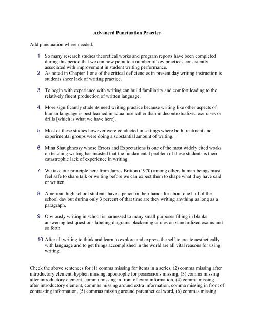 Advanced Punctuation Practice - University of Central Missouri