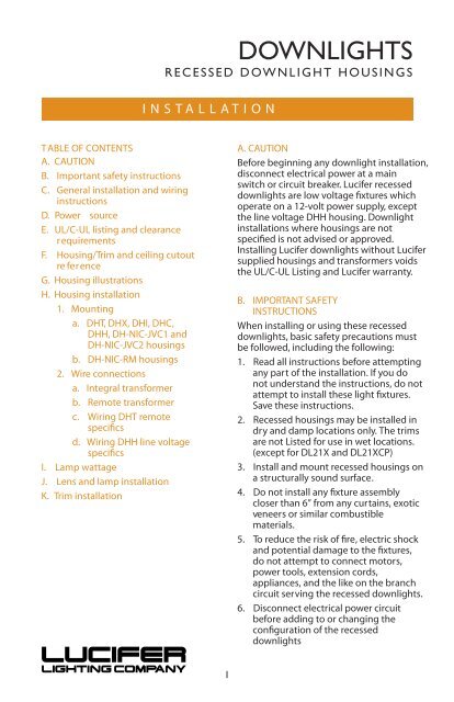 General Downlight Housing Install Guide - Lucifer Lighting
