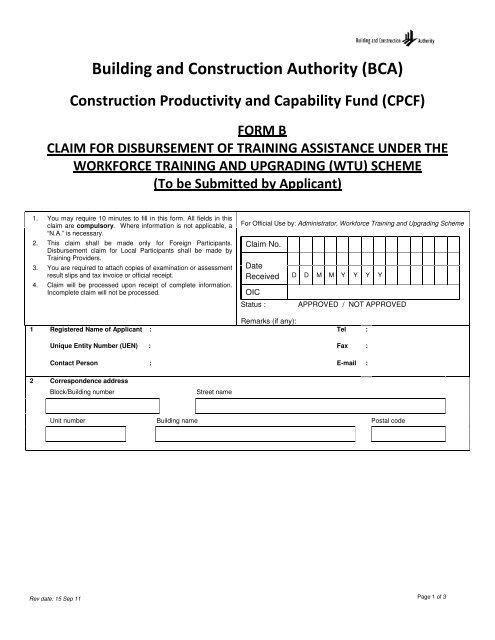 Form B - Building & Construction Authority