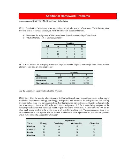 Additional Homework Problems - Pearson