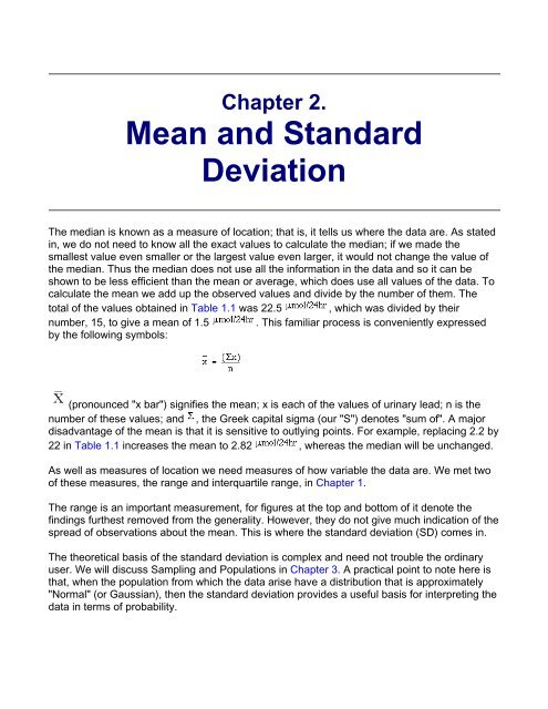 Chapter 2. mean and standard deviation