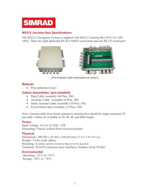 MX512 Junction box Specifications