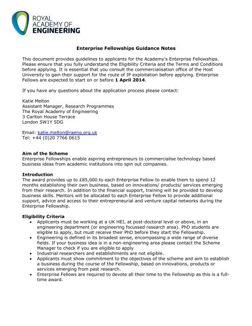 Guidance Notes - Royal Academy of Engineering