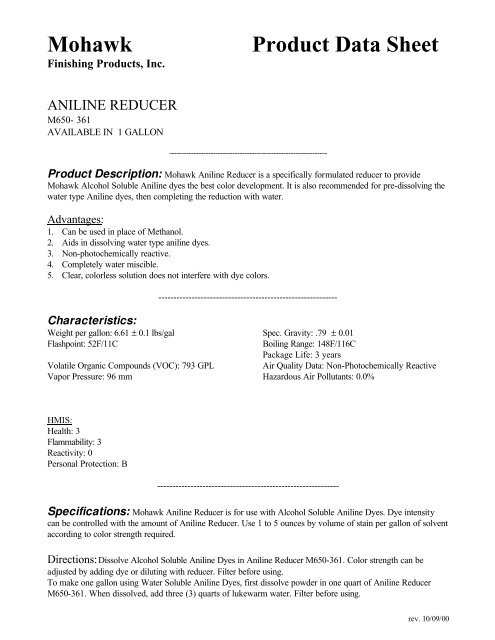 Mohawk Product Data Sheet - Mohawk Finishing