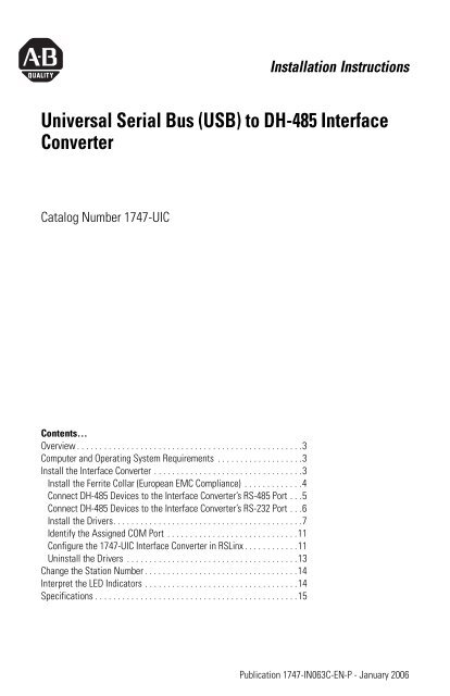 (USB) to DH-485 Interface Converter