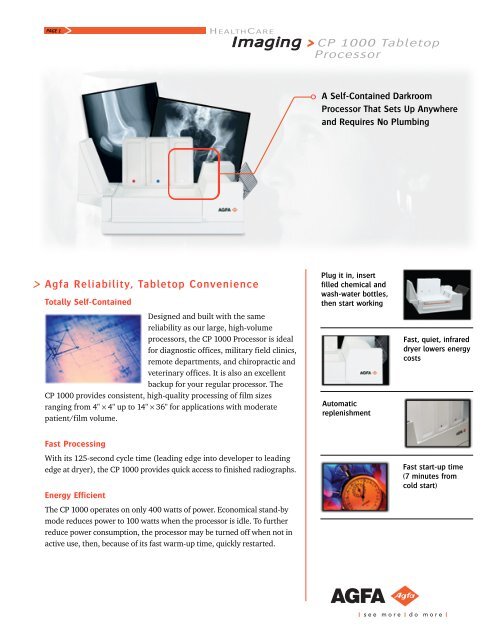 Agfa Reliability, Tabletop Convenience CP 1000 Tabletop Processor