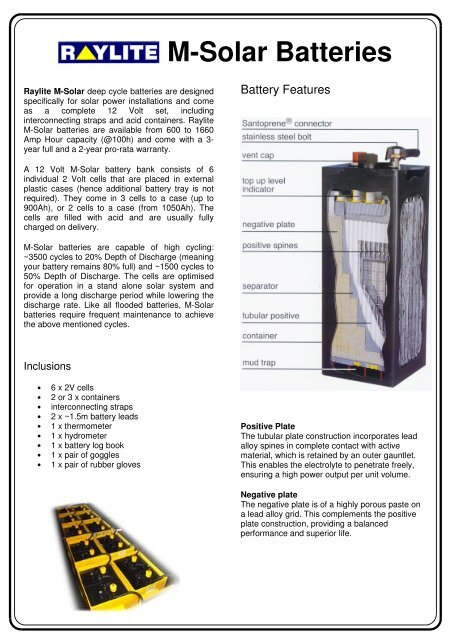 Raylite M-solar Batteries Brochure