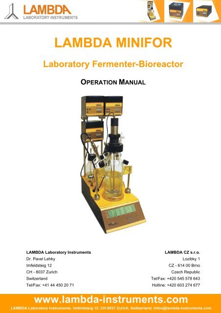 LAMBDA MINIFOR Laboratory fermenter-bioreactor: Operation Manual