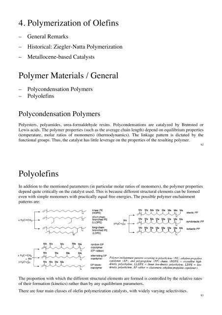 4. Polymerization of Olefins Polymer Materials / General Polyolefins