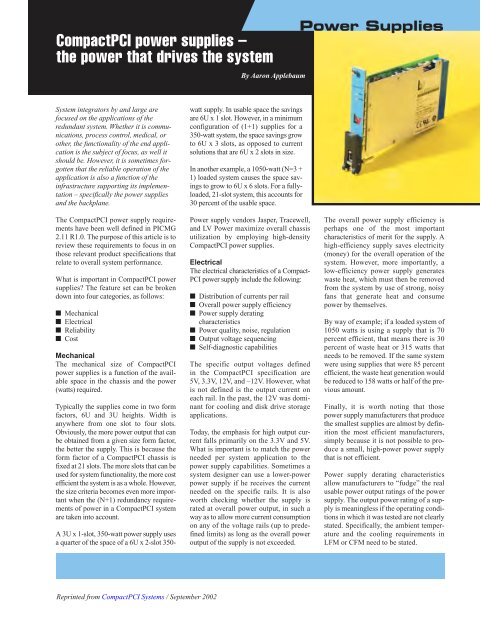 CompactPCI power supplies - OpenSystems Media