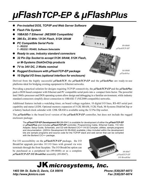 ÂµFlashTCP-EP & ÂµFlashPlus Datasheet - JK microsystems, Inc