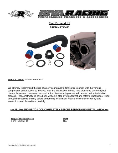 Rear Exhaust Kit - RIVA Racing