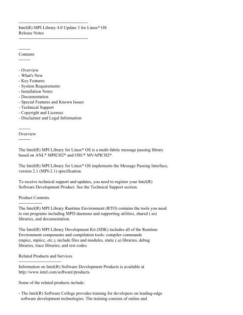 Intel(R) MPI Library 4.0 Update 3 for