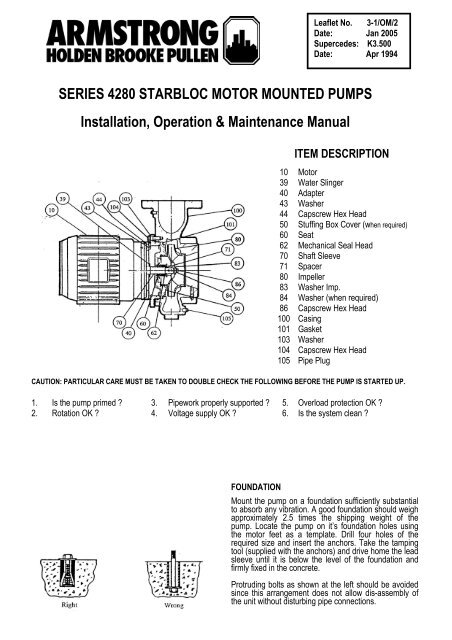SERIES 4280 STARBLOC MOTOR MOUNTED ... - Armstrong Pumps
