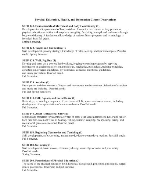 Physical Education Course Descriptions