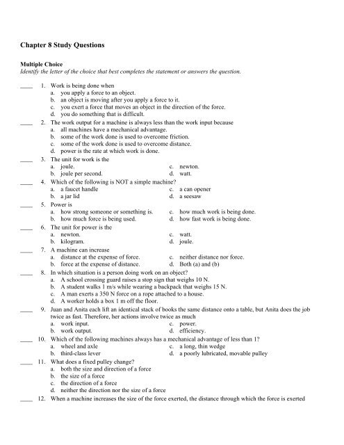 Chapter 8 Study Questions