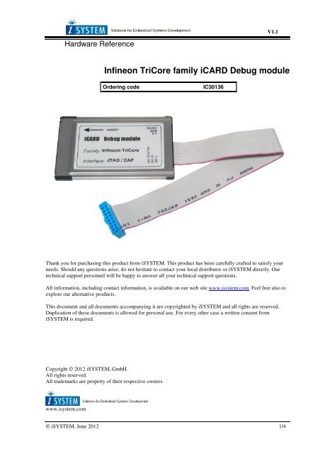 Infineon TriCore family iCARD Debug module - iSYSTEM