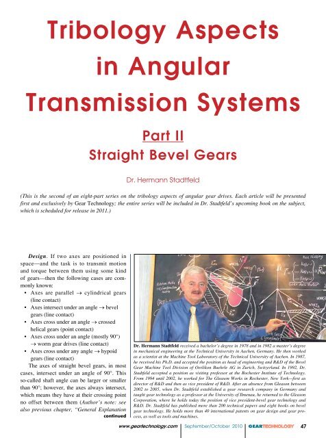 Tribology Aspects in Angular Transmission Systems - Gear ...