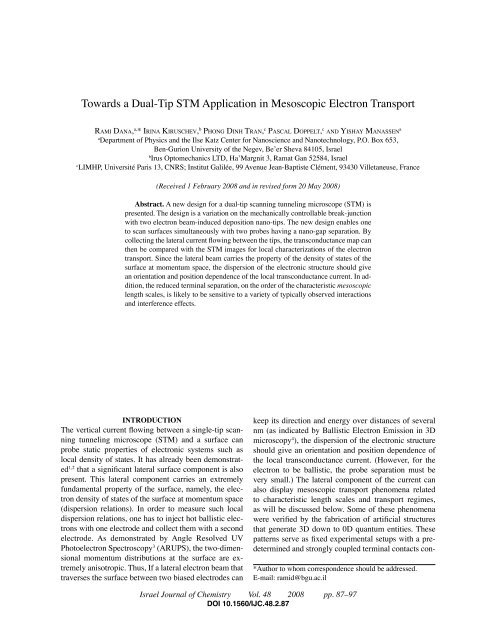 Towards A Dual Tip Stm Application In Mesoscopic Site Map