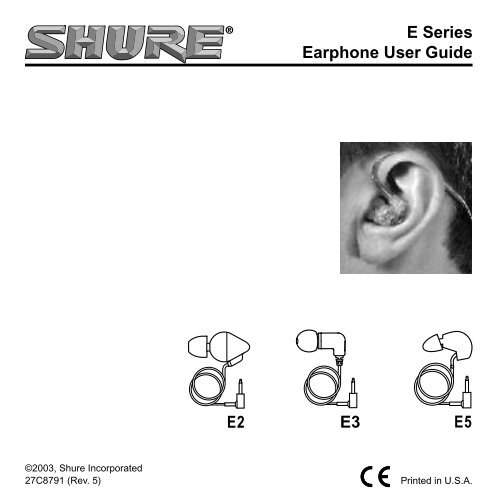 E Series Earphone User Guide E5 E2 E3