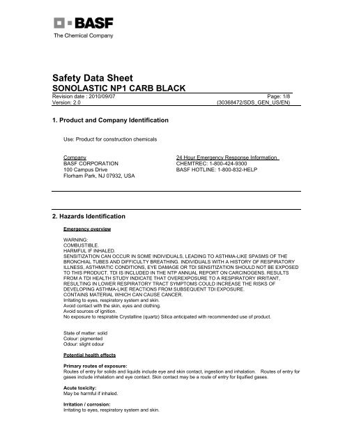 Safety Data Sheet SONOLASTIC NP1 CARB BLACK - Best Materials